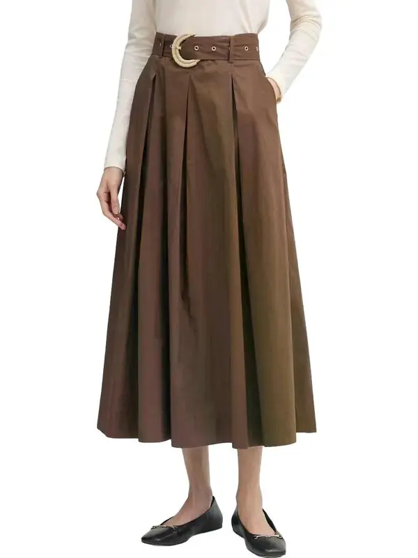 GAUDI Belted Midi Skirt - Brown