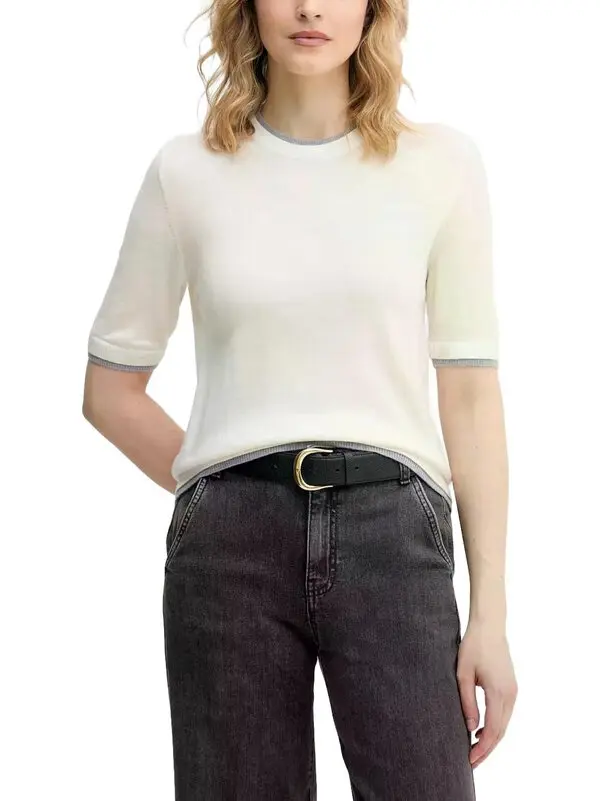 BENETTON Short-sleeve Ribbed Sweater - Neutrals