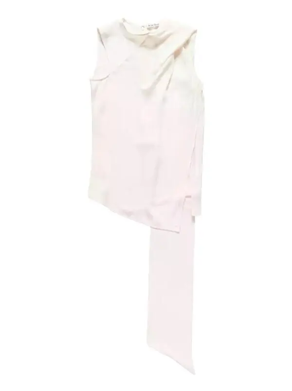 Acne Studios Sleeveless Silk Blouse With Layered Scarf - Neutrals