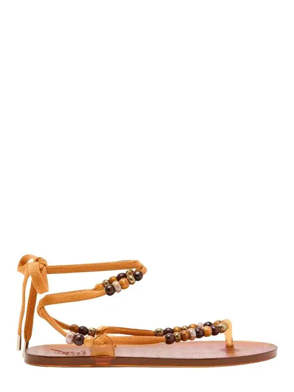ANCIENT GREEK SANDALS Esther Bead-embellished Lace-up Sandals - Orange