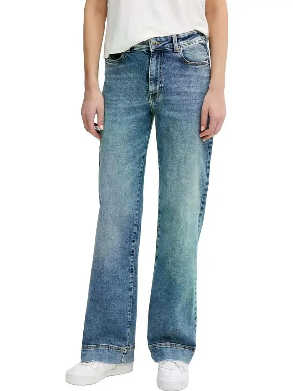 BENETTON Faded Wide-leg Jeans - Blue