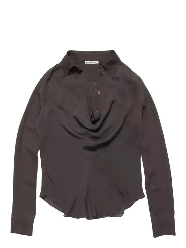 Acne Studios Silk Blouse With Draped Cowl Neck - Brown