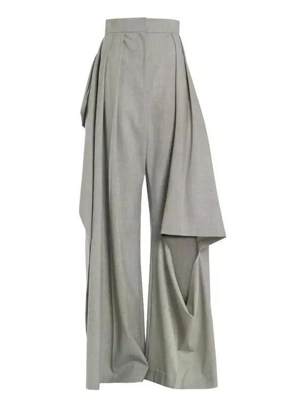 A.W.A.K.E. Mode Draped Knee Slit Trousers - Grey