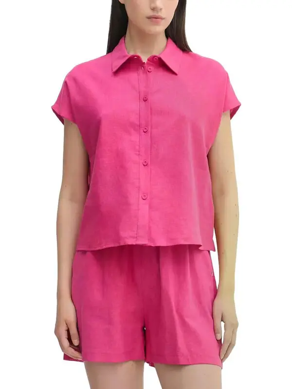 GAUDI Button-up Cap-sleeve Shirt - Pink