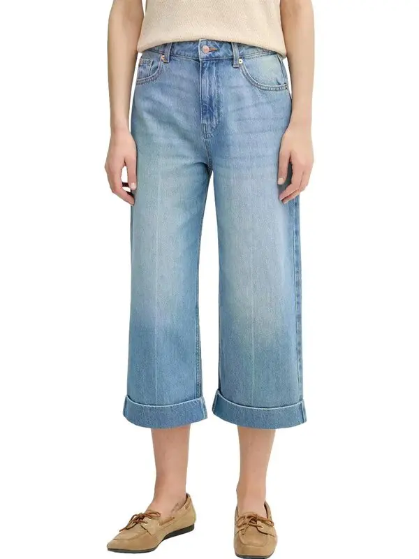 BENETTON Wide-leg Turn-up Jeans - Blue