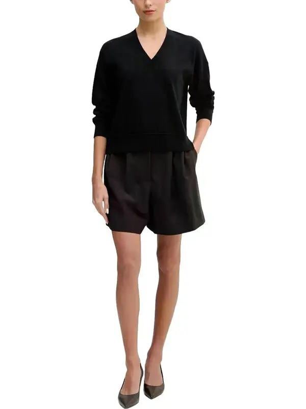BENETTON V-neck Knitted Sweater - Black