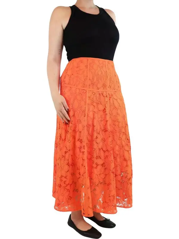 ME+EM Floral Lace Maxi Skirt - Orange