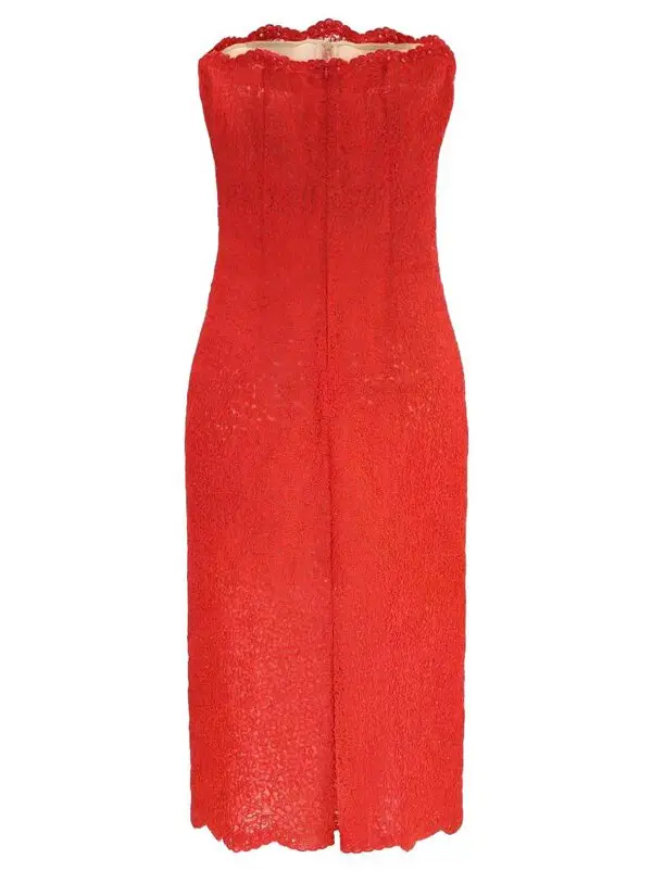 Ermanno Scervino Strapless Floral-lace Midi Dress - Red