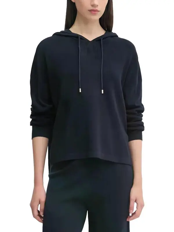 BENETTON Drawstring Hood Side-slit Hoodie - Blue