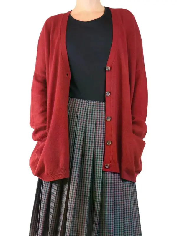 MERCI V-neck Wool Cardigan - Red