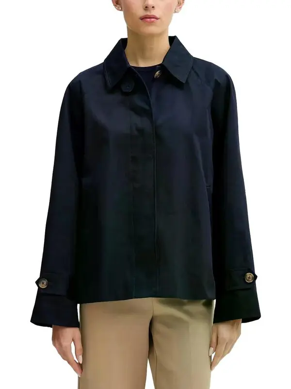 BENETTON Raglan Sleeve Coat With Button Cuffs - Blue