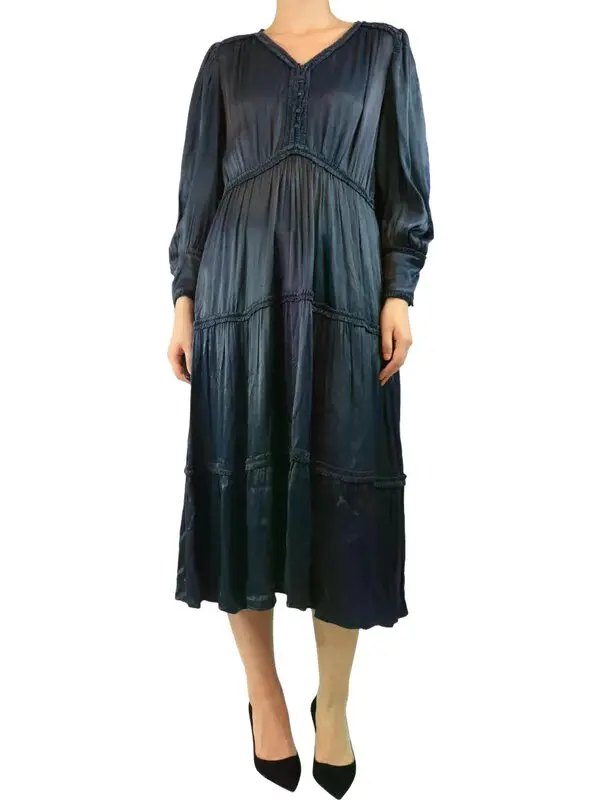 WYse Rosalie Ruffle Midi Dress - Blue