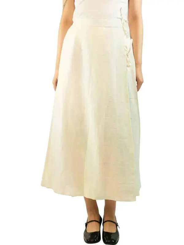 CABBAGES & ROSES Pleated Wrap-front Skirt - Neutrals