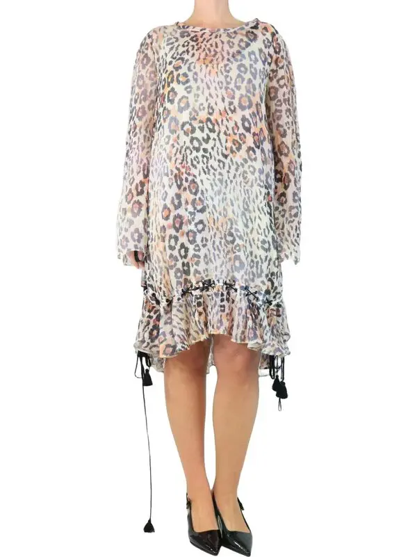 Chloé Leopard-print Long-sleeve Mini Dress - Neutrals