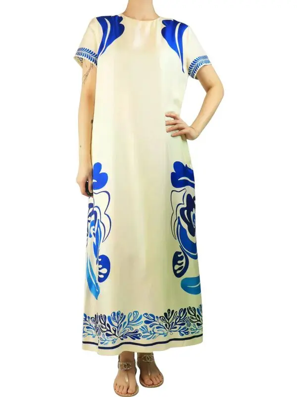La DoubleJ Graphic Print Silk Maxi Dress - Neutrals