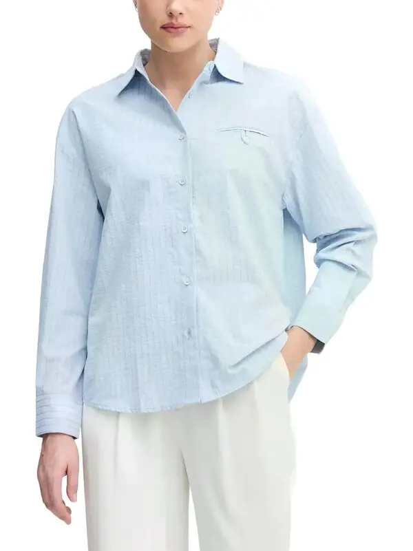 BENETTON Seersucker Button-down Shirt - Blue