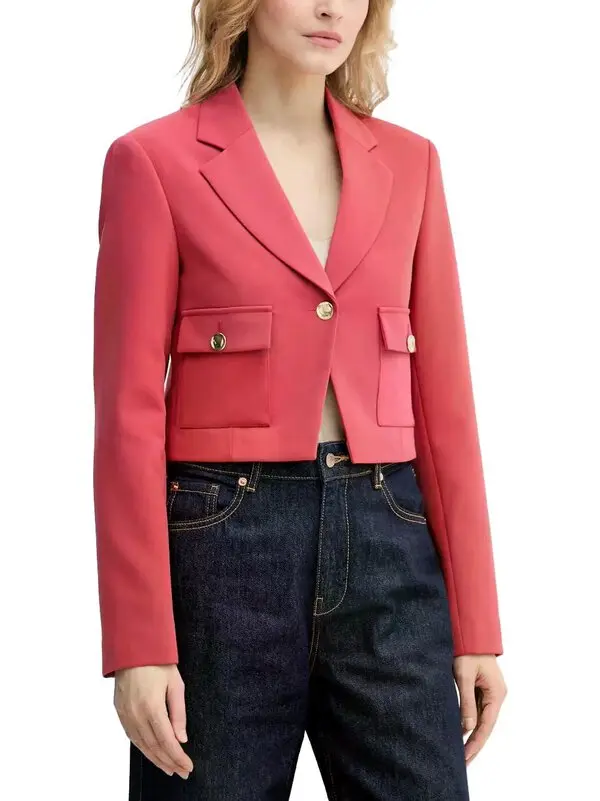 BENETTON Cropped Notch-lapel Blazer - Red