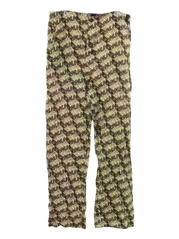 Fendi 2010s Geometric Pattern Silk Trousers - Brown