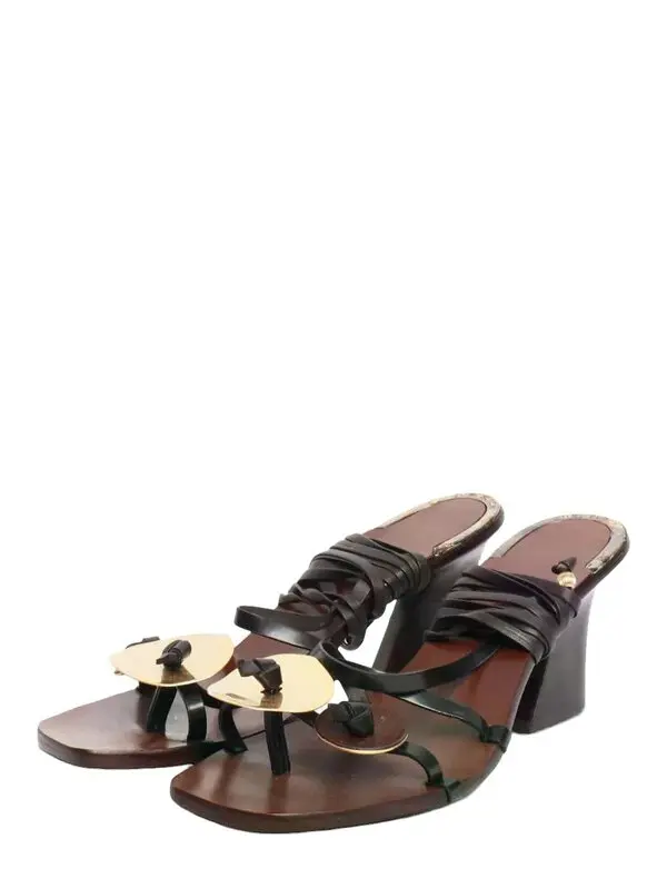 Tory Burch Leather Lace-up Block Heel Sandals - Brown