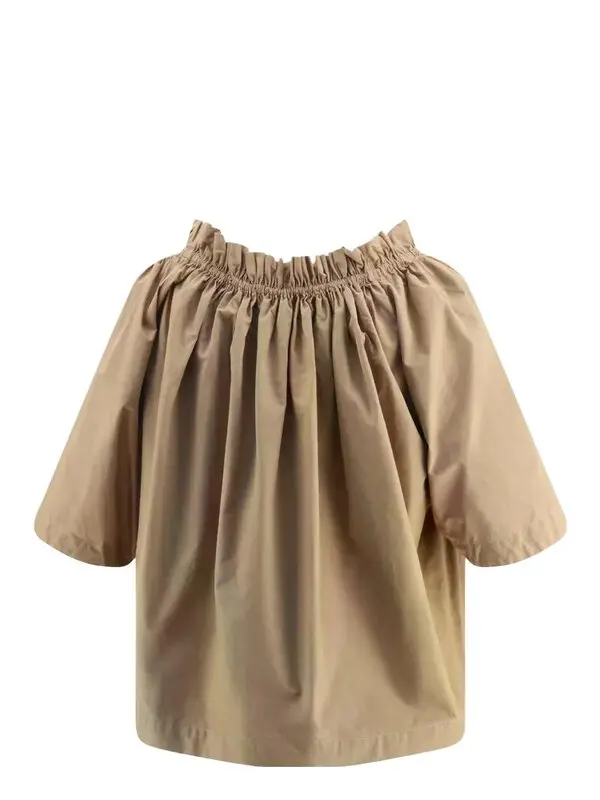 Saint Laurent Ruffled Neckline Top - Neutrals