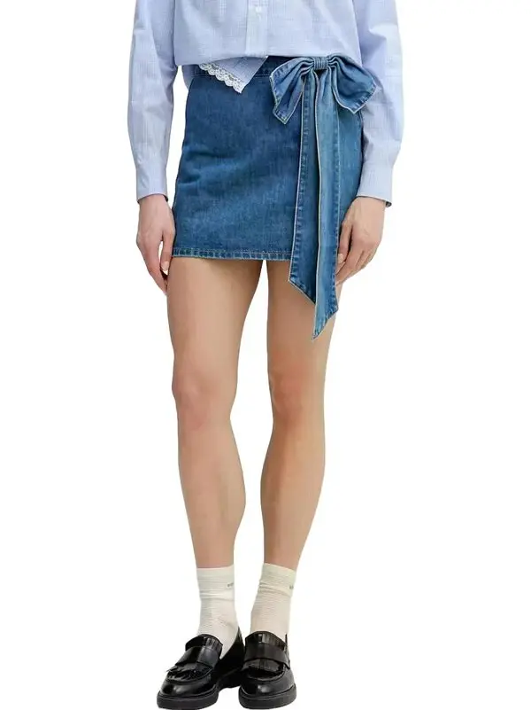 GAUDI Bow Detail Denim Mini Skirt - Blue