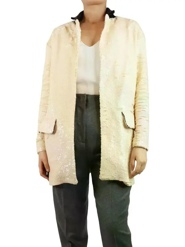 Stefania Vaidani Embellished Single-breasted Coat - Neutrals