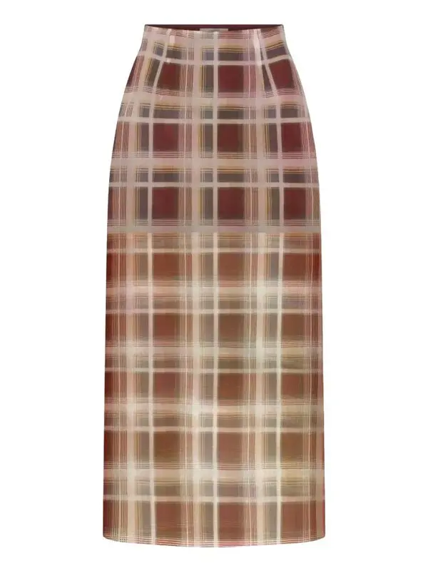 FRAME Plaid Organza Maxi Skirt - Red
