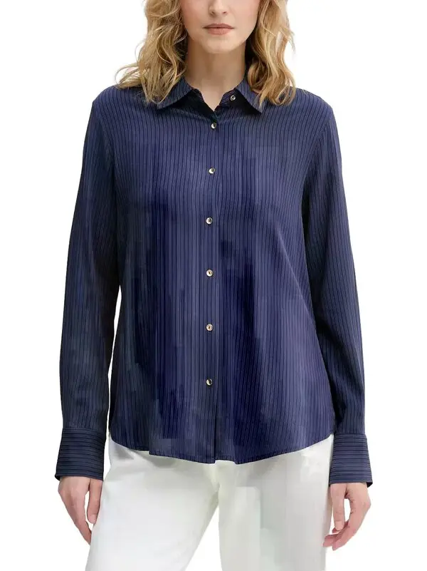 BENETTON Pinstripe Pattern Button-up Shirt - Blue