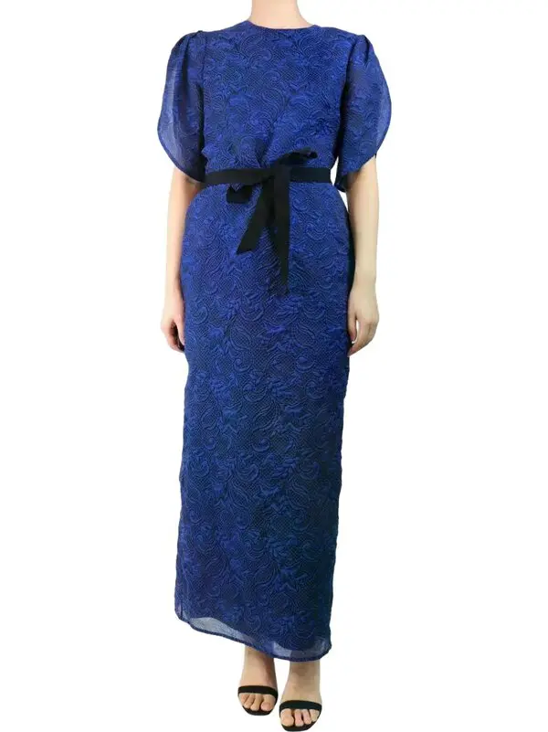 Erdem Cloque Belted Dress - Blue