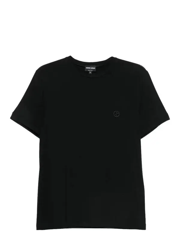 Giorgio Armani Logo-embroidered Short-sleeve T-shirt - Black
