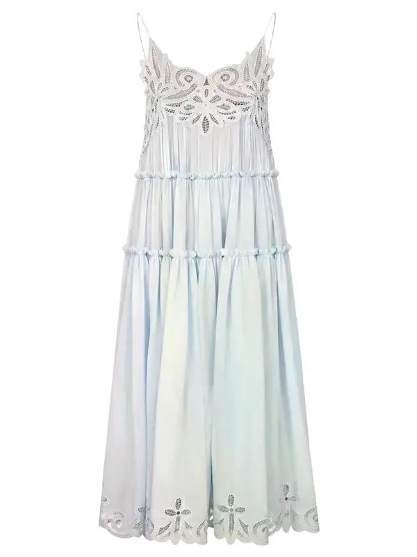 Ulla Johnson Filippa Lace-appliqué Silk Maxi Dress - Blue