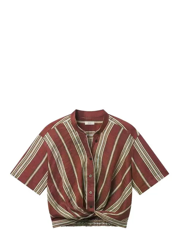 A.L.C. Leonore Striped Twist-front Top - Brown
