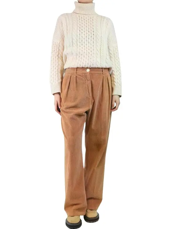 Masscob Dusty Corduroy Pleated Wide-leg Trousers - Pink