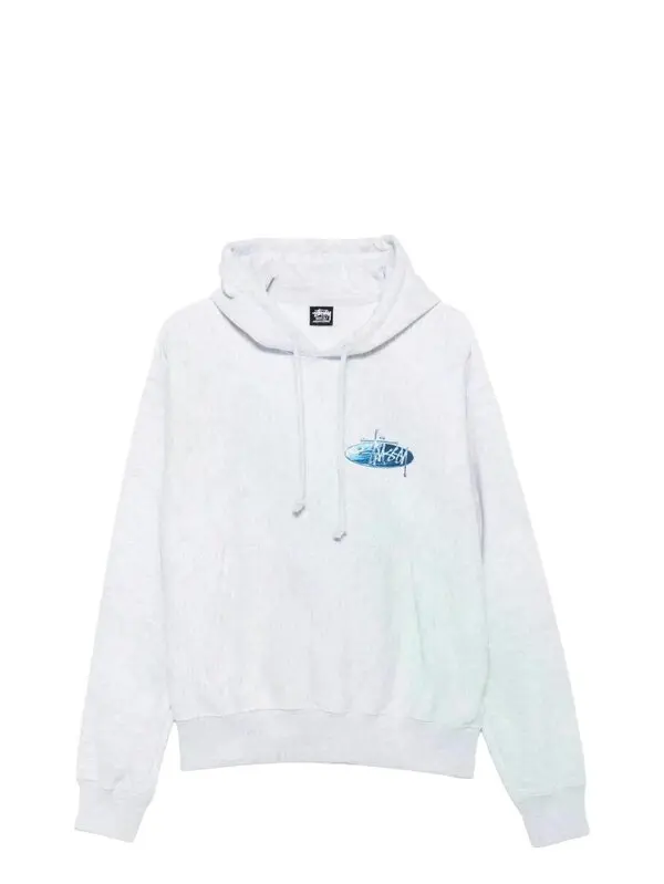 StÜssy Logo Print Drawstring Hoodie - Grey