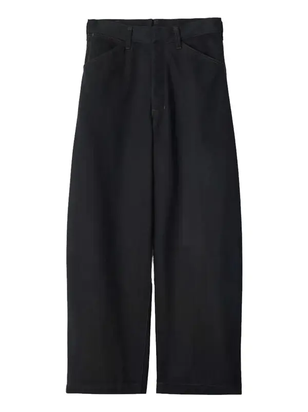 LEMAIRE Contrast Stitch Straight-leg Trousers - Black