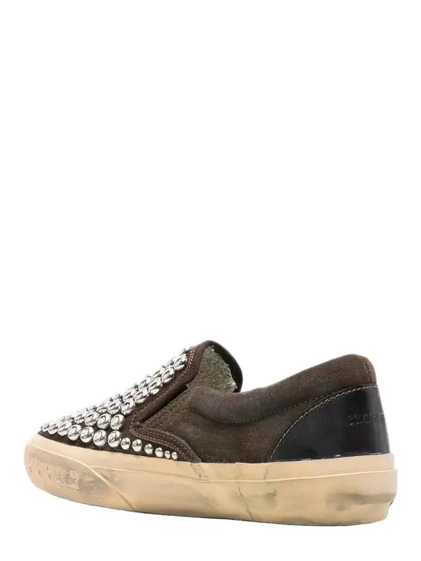GOLDEN GOOSE Stud-embellished Leather Sneakers - Brown