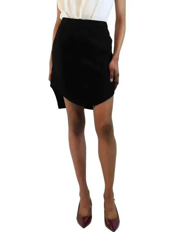 Carven Wool Scoop Hem Mini Skirt - Black