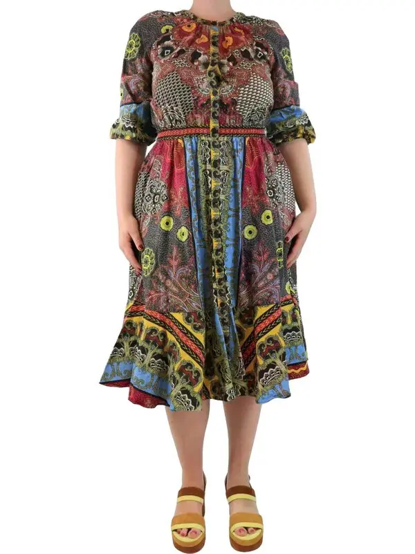 Etro Floral Print Button-down Midi Dress - Red