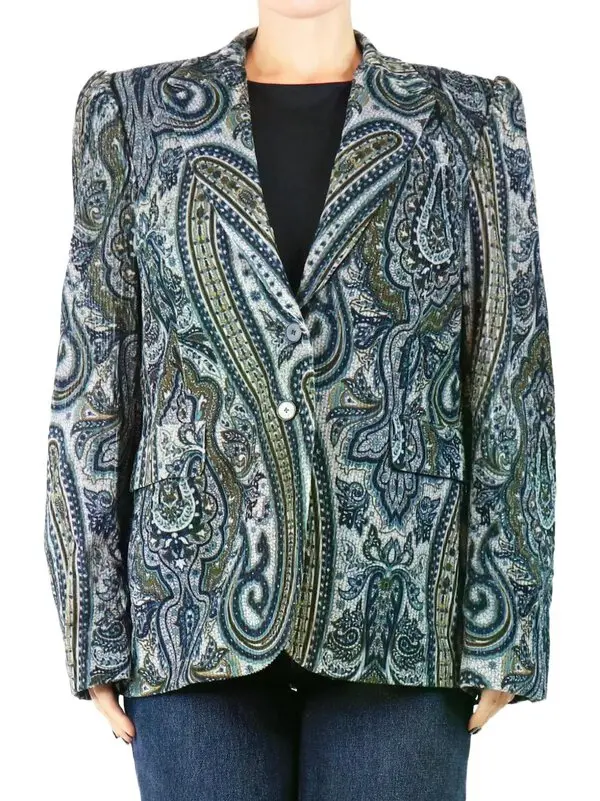 Maria De La Orden Paisley-print Corduroy Blazer - Blue