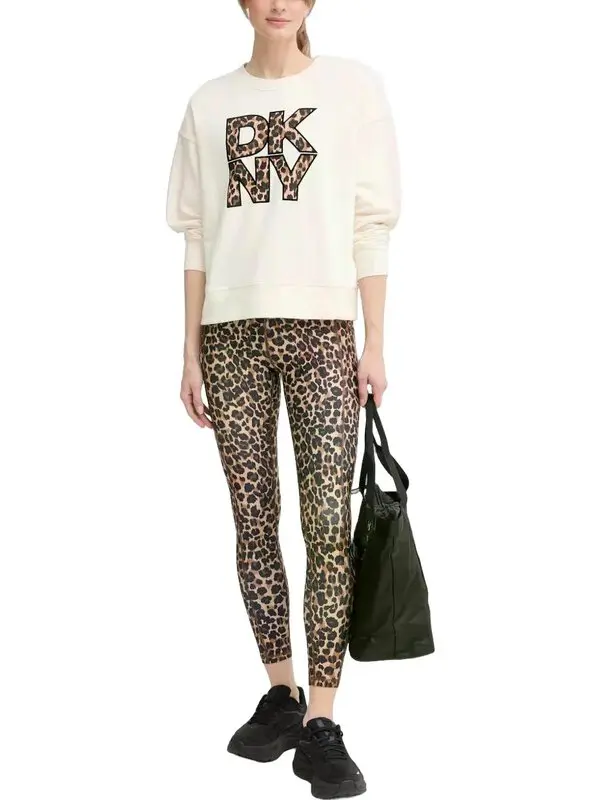 Dkny Leopard-print Logo Patch Sweatshirt - Neutrals