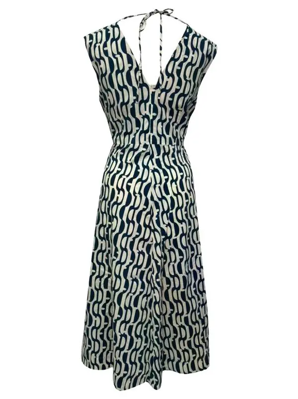 Max Mara Geometric Print Midi Dress - Blue