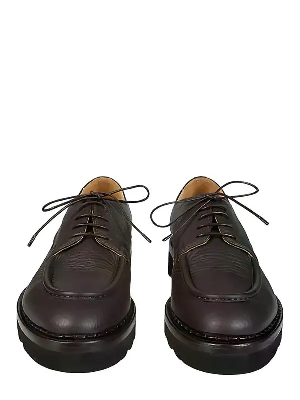 Eleventy Pebbled Leather Lace-up Shoes - Brown