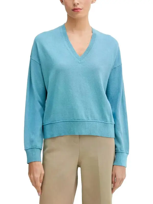 BENETTON V-neck Drop Shoulder Sweater - Blue