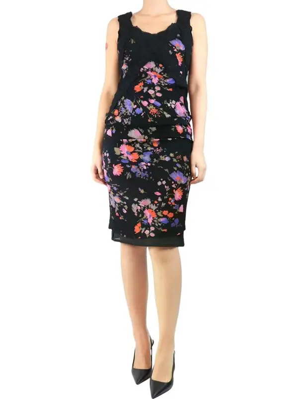 Dolce & Gabbana Floral Lace Midi Dress - Black