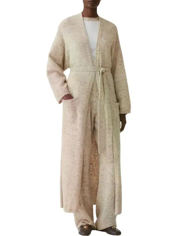 Fabiana Filippi Belted Flecked Maxi Cardigan - Neutrals
