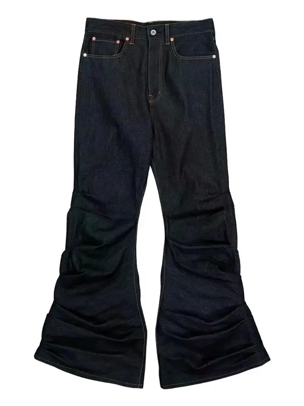 Junya Watanabe Bunched-hem Flared Jeans - Blue