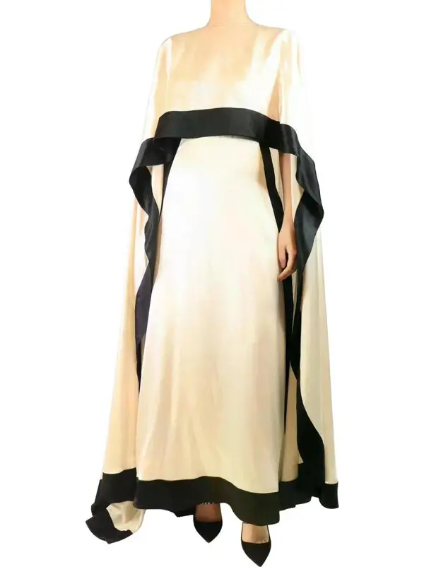 SEMSEM Satin Maxi Cape Dress - Neutrals
