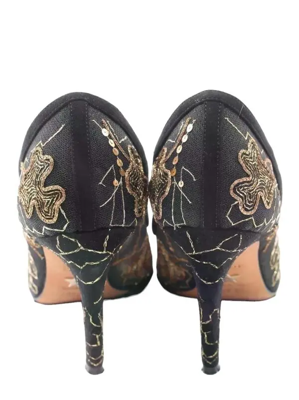 Dior Embroidered Mesh Pumps - Black