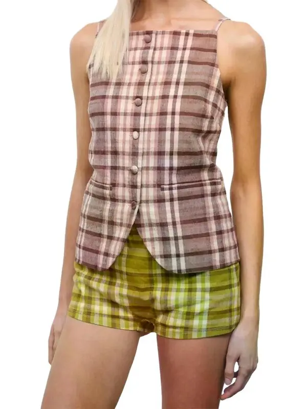 Staud Stáud Una Plaid Top - Brown