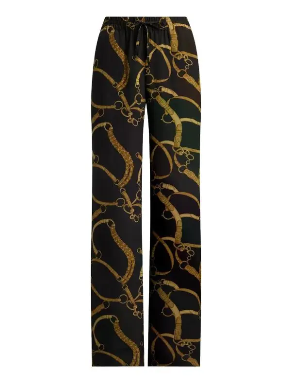 Ralph Lauren Belting Print Wide-leg Trousers - Black